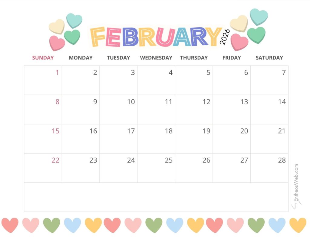 February 2026 Calendar Printables | EntheosWeb