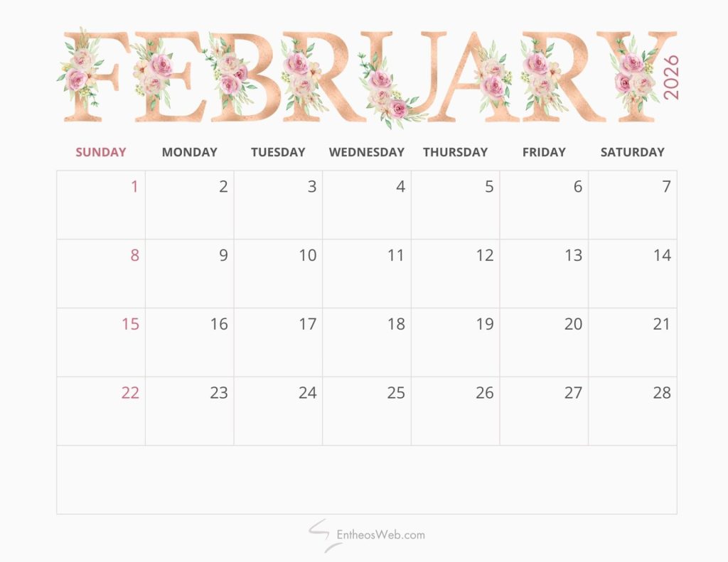 February 2026 Calendar Printables | EntheosWeb