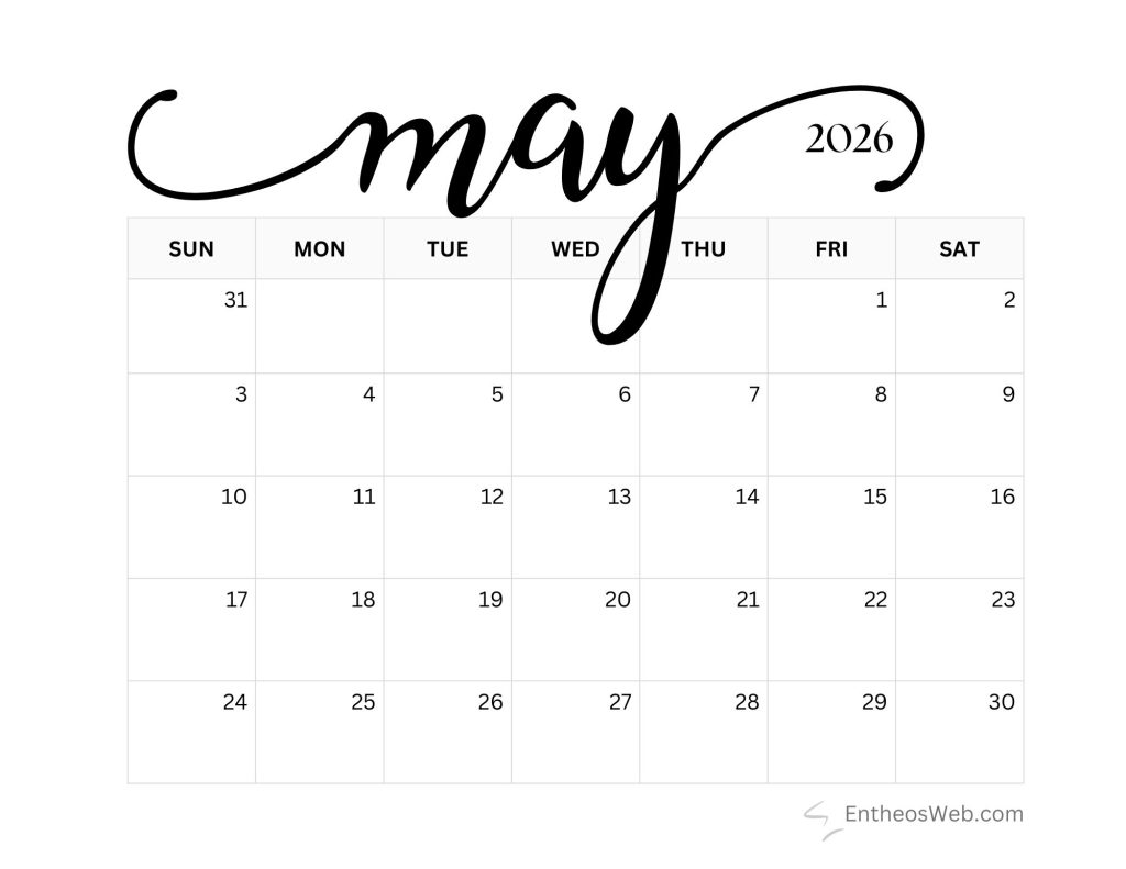 May 2026 Calendar Printables | EntheosWeb
