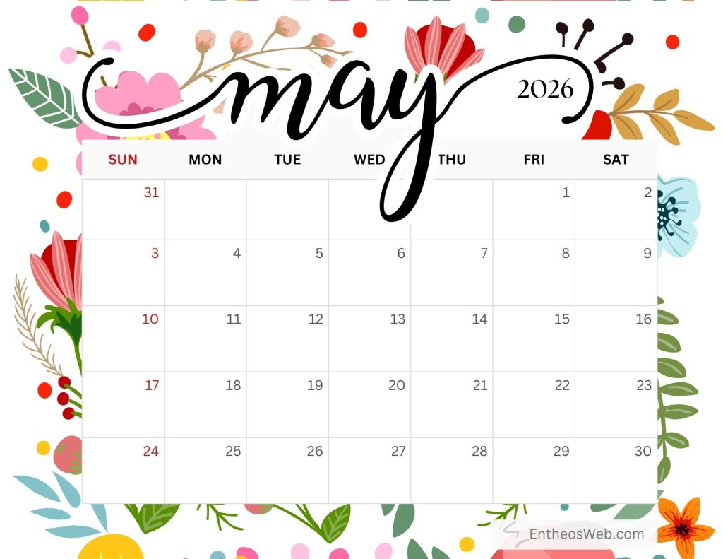 Floral 2026 Calendar Free Monthly Printables Entheosweb