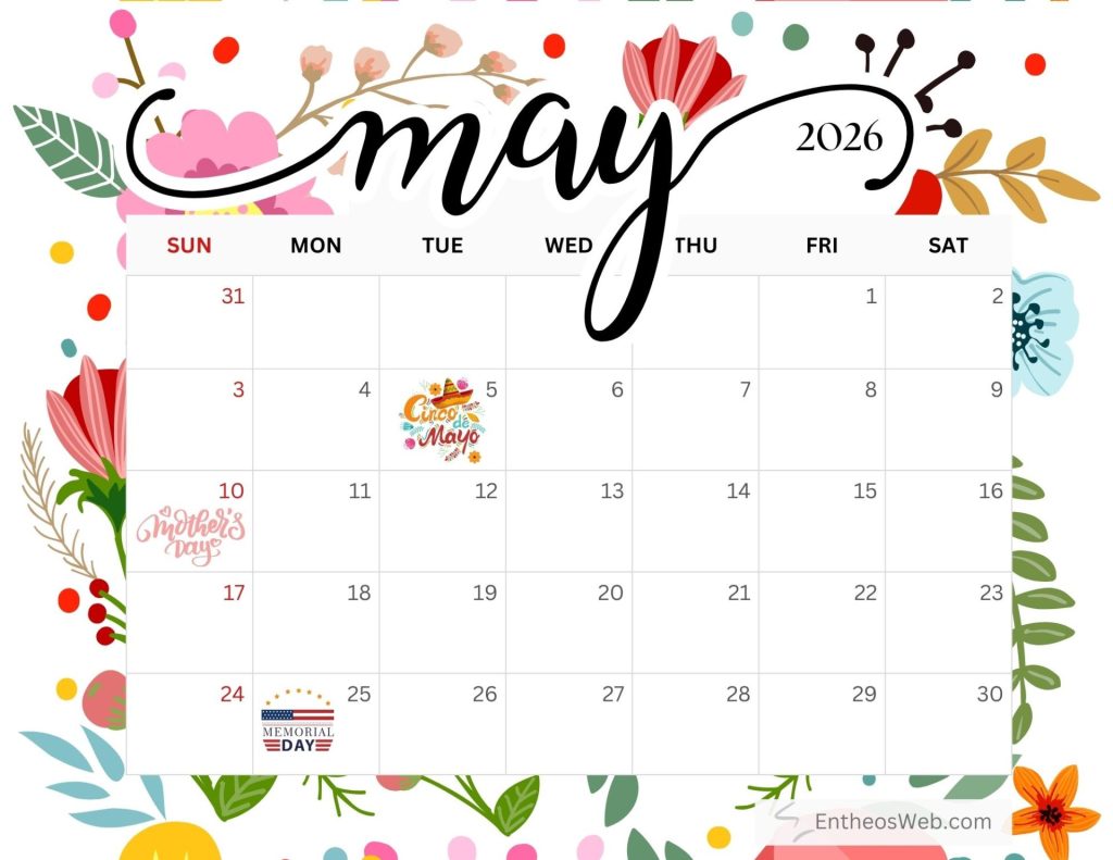 May 2026 Calendar Free Printables | EntheosWeb