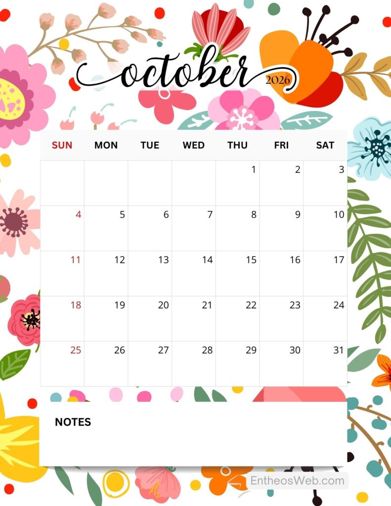 October 2026 Calendar Printables | EntheosWeb