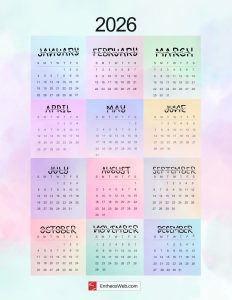 Cute 2026 Calendar Printables | EntheosWeb