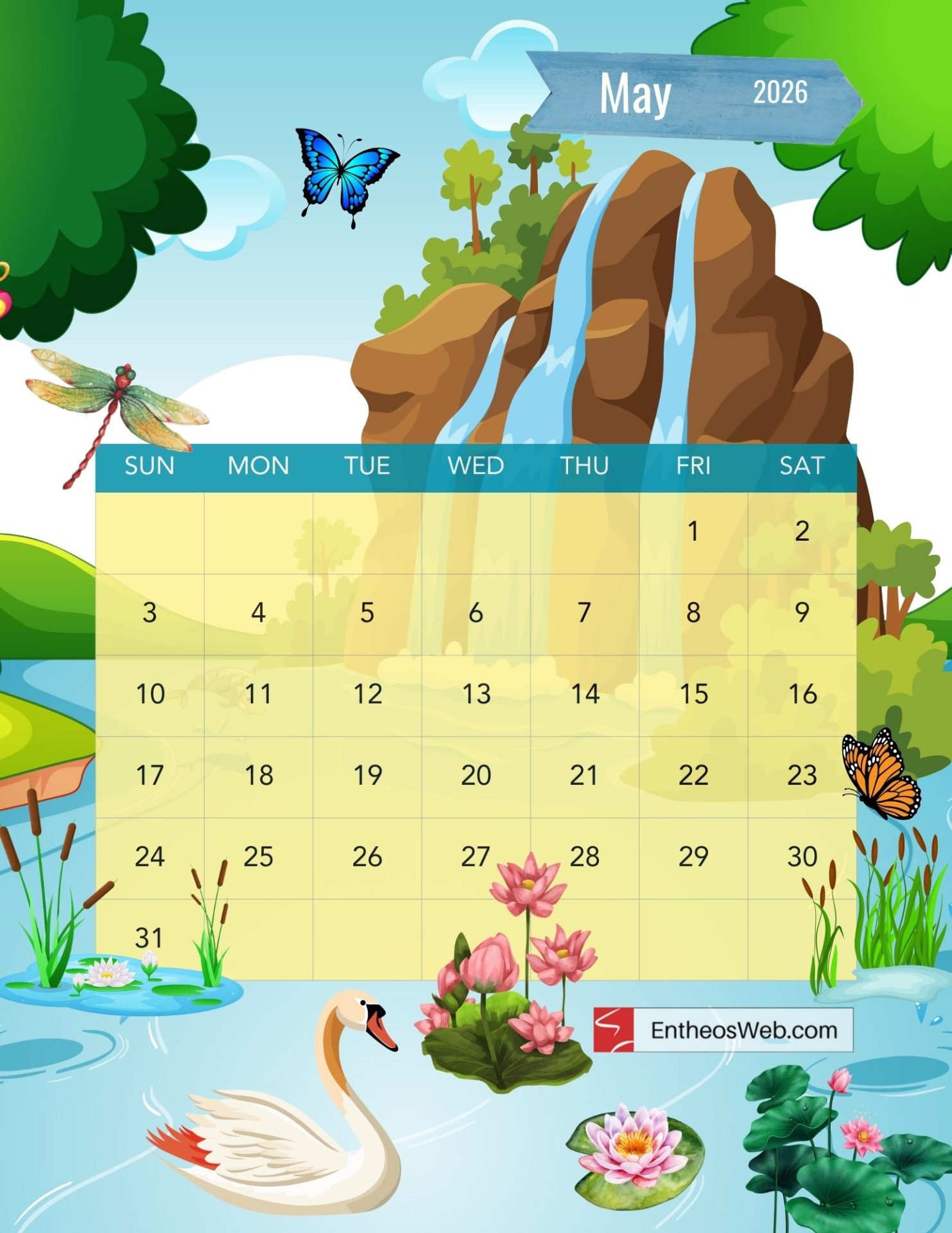 Free Printable May 2026 Calendars | EntheosWeb