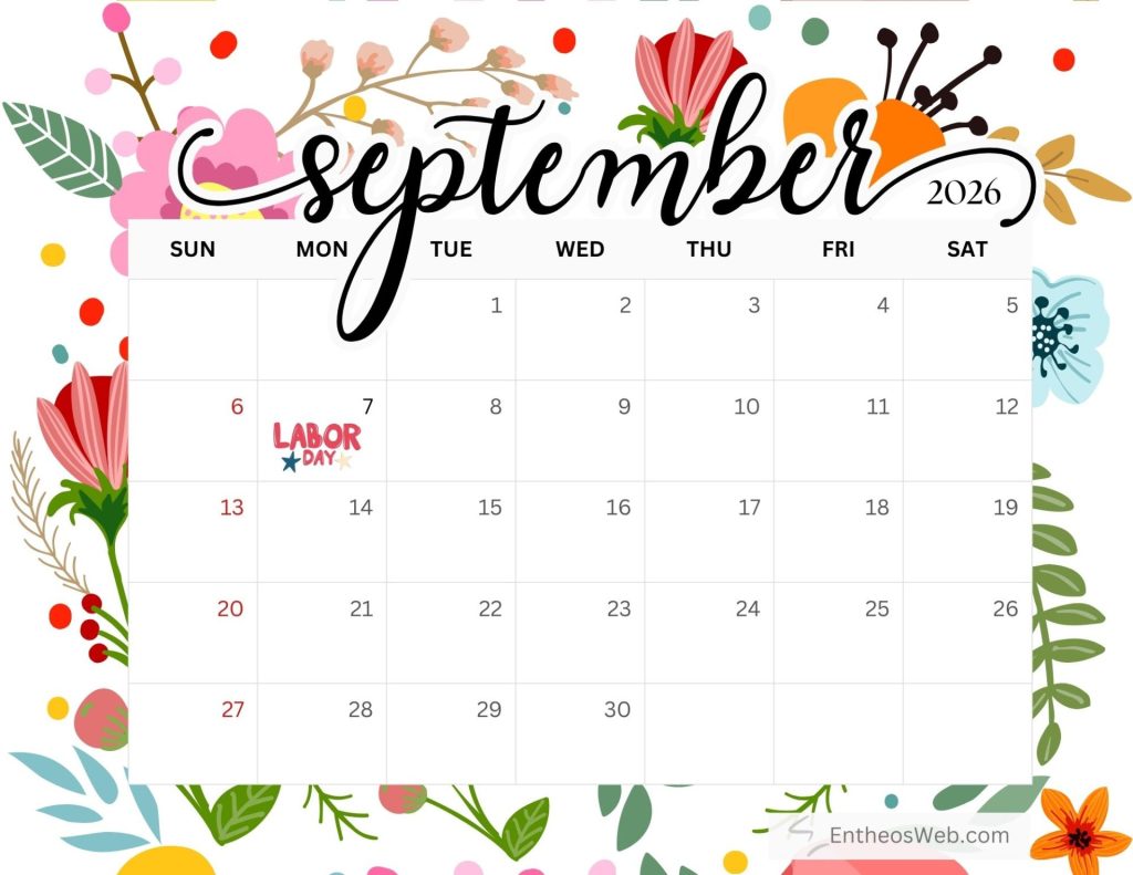 September 2026 Calendar Printables | EntheosWeb