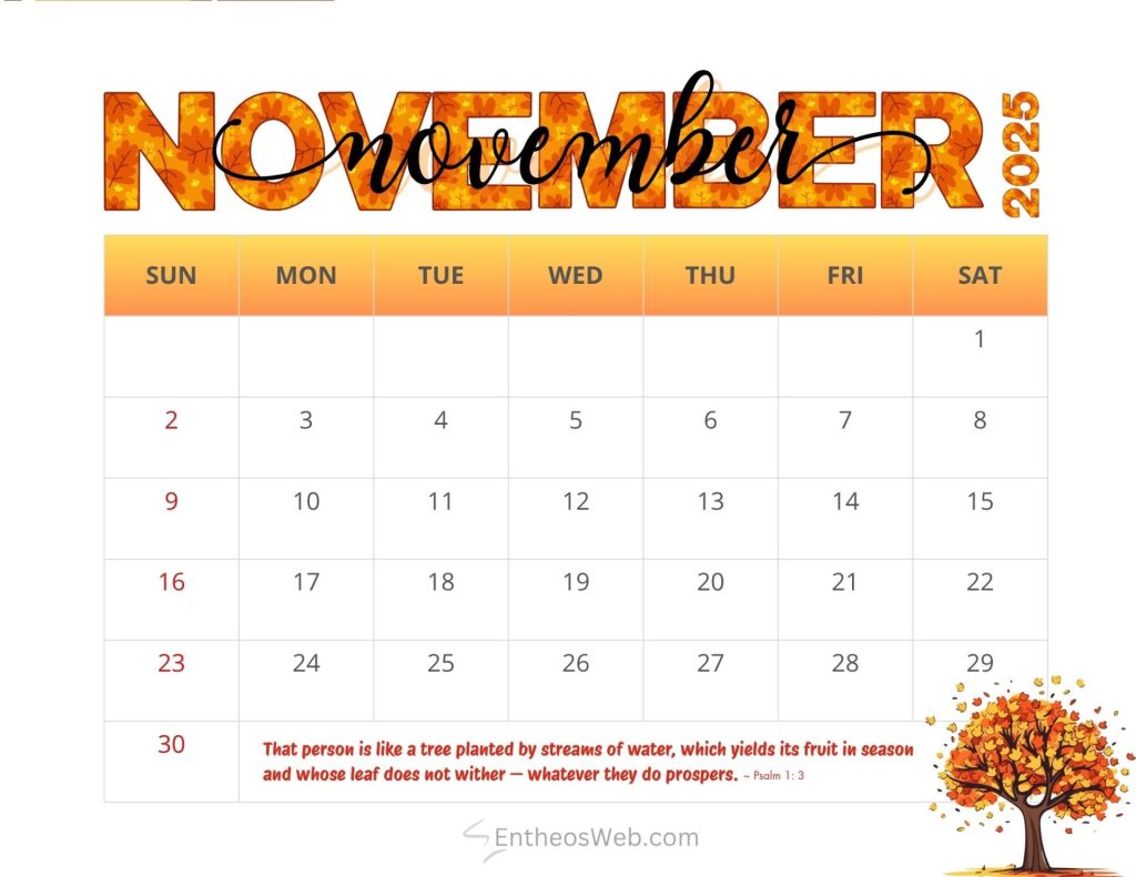Thanksgiving Bible Verse November 2025 Calendars » EntheosWeb