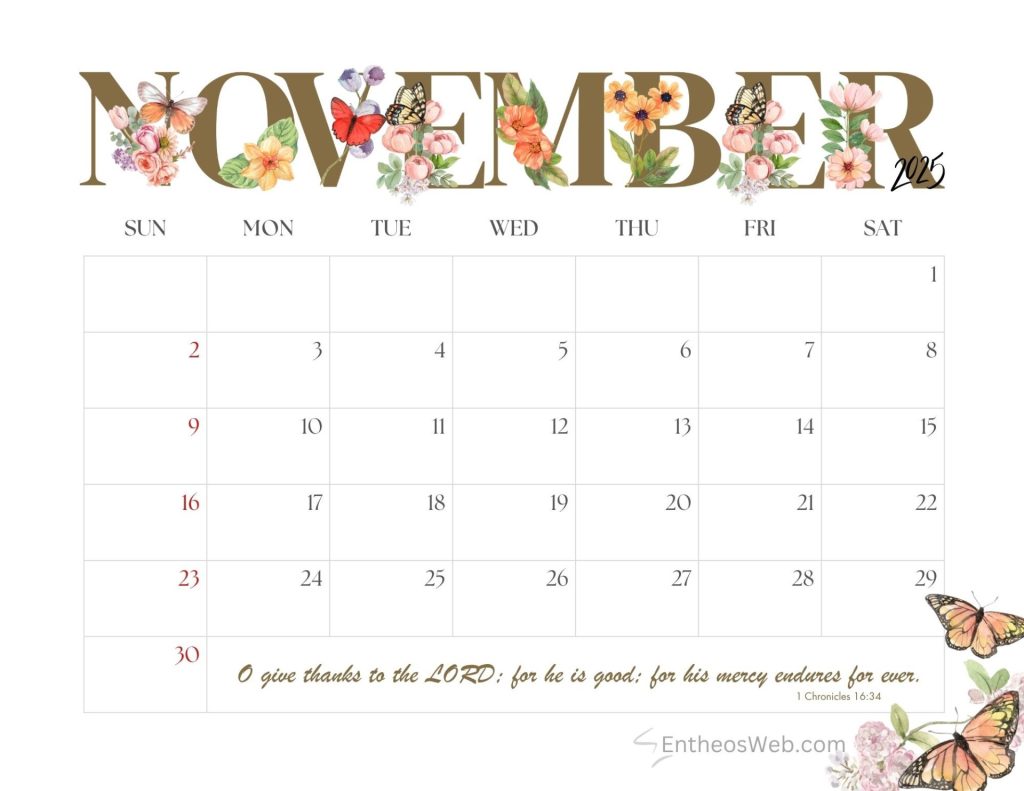 Thanksgiving Bible Verse November 2025 Calendars » EntheosWeb