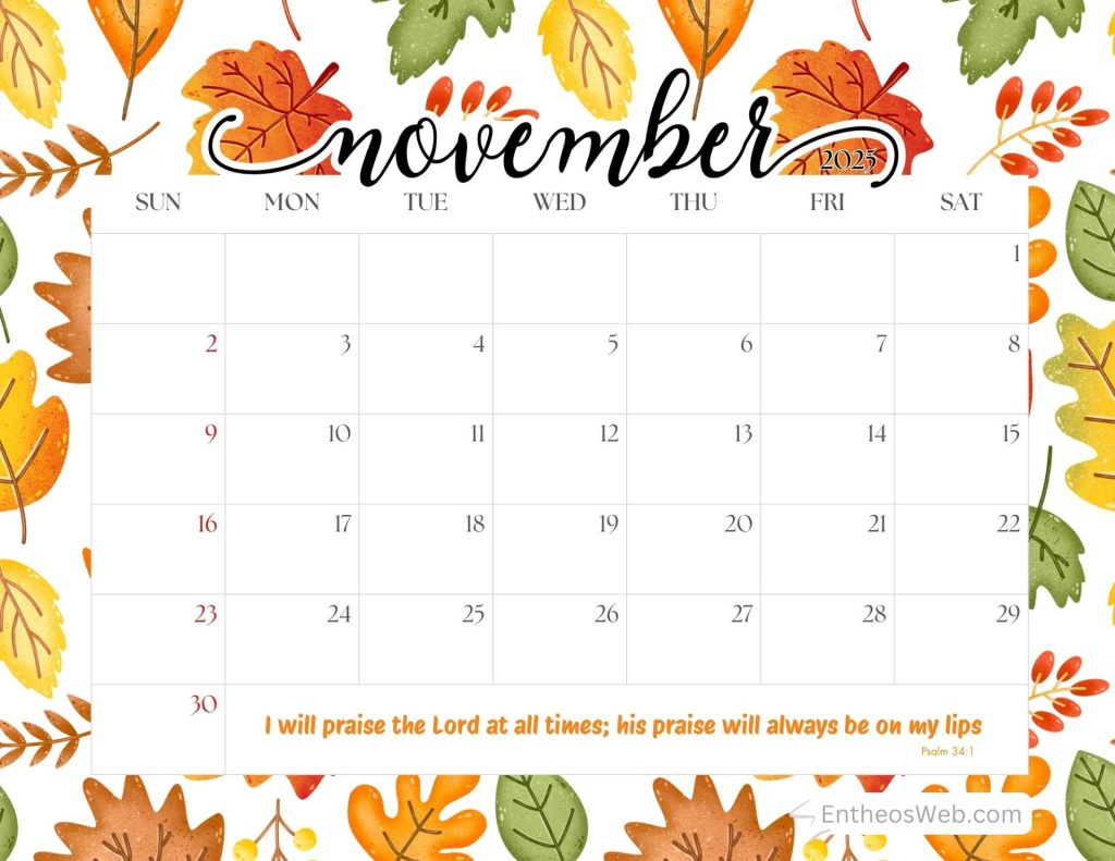 Thanksgiving Bible Verse November 2025 Calendars » EntheosWeb