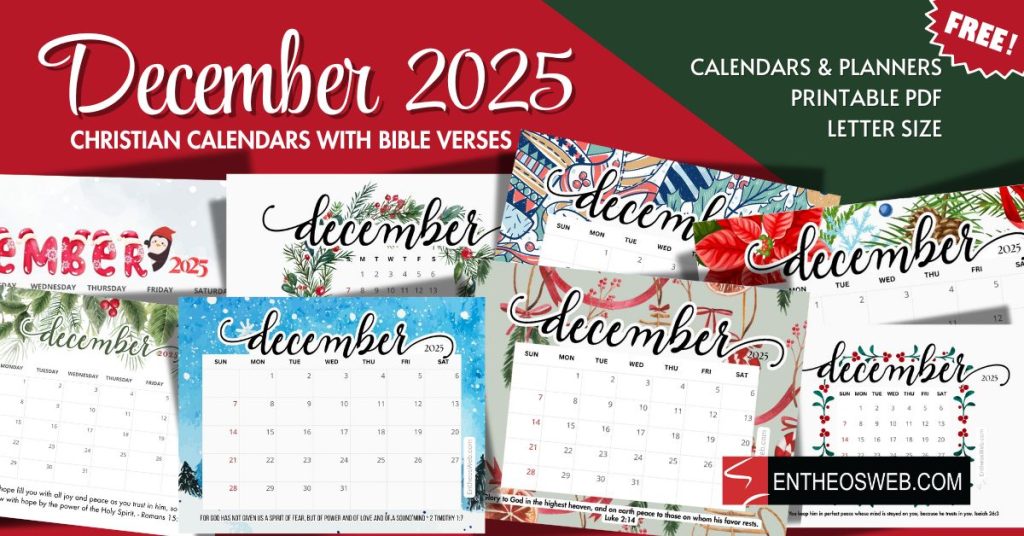 Printable Christian December 2025 Calendars with Bible Verses | EntheosWeb