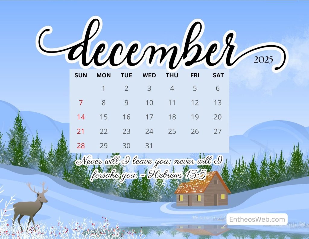Printable Christian December 2025 Calendars with Bible Verses | EntheosWeb
