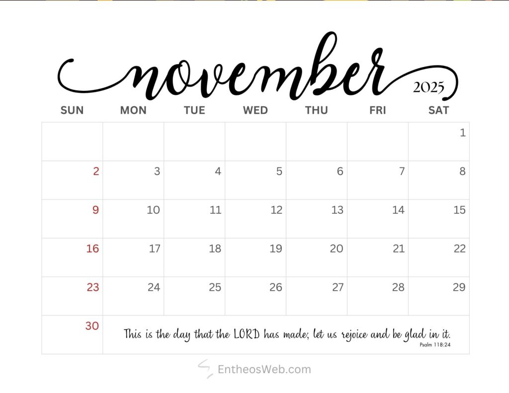 Thanksgiving Bible Verse November 2025 Calendars » EntheosWeb