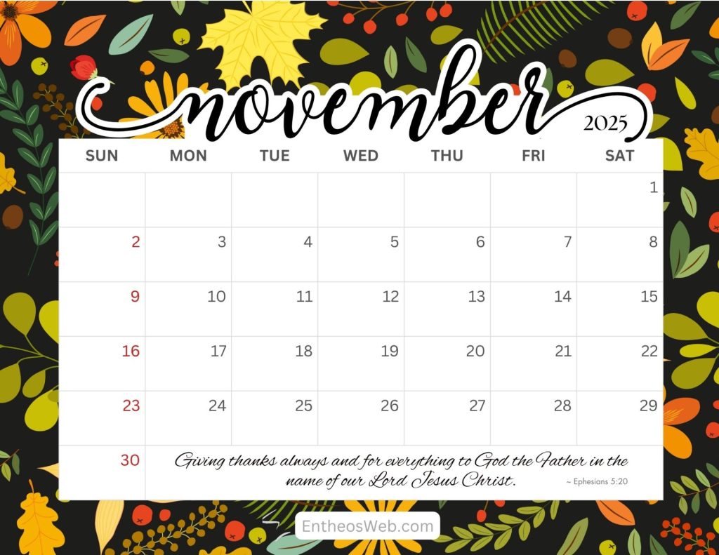 Thanksgiving Bible Verse November 2025 Calendars » EntheosWeb
