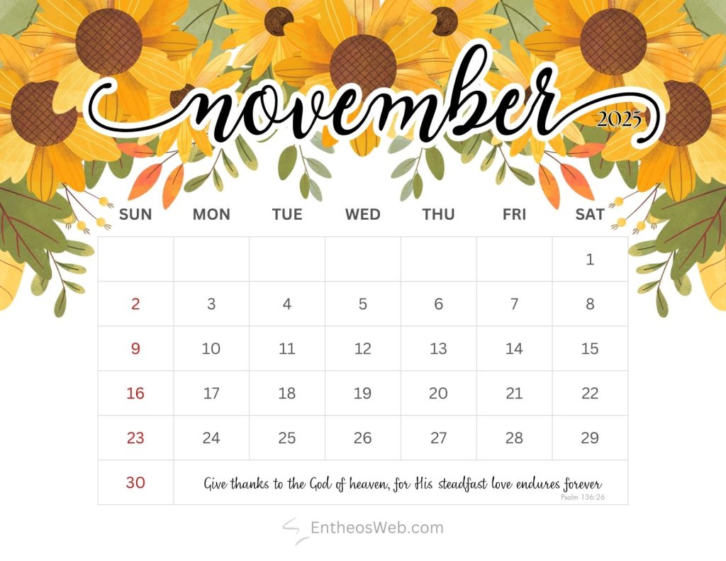 Thanksgiving Bible Verse November 2025 Calendars » EntheosWeb