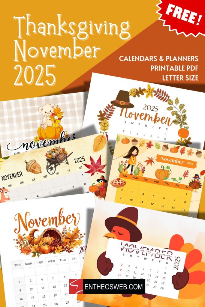 Thanksgiving November Printable Calendar | EntheosWeb