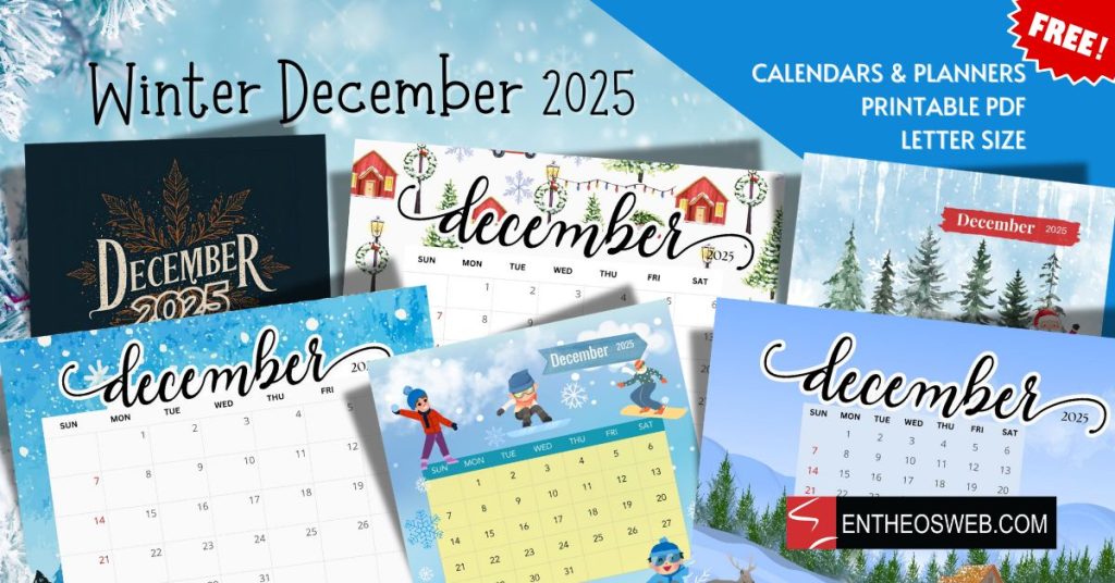 Winter December 2025 Printable Calendars » EntheosWeb