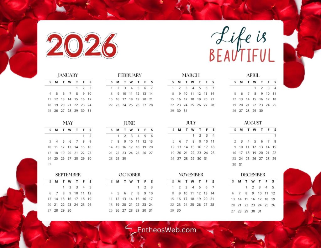 2026 Motivational Printable Calendar | EntheosWeb