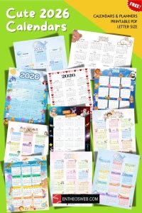 Cute 2026 Calendar Printables | EntheosWeb