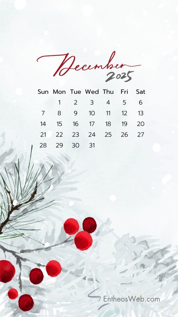 December 2025 Calendar Phone Wallpaper | EntheosWeb