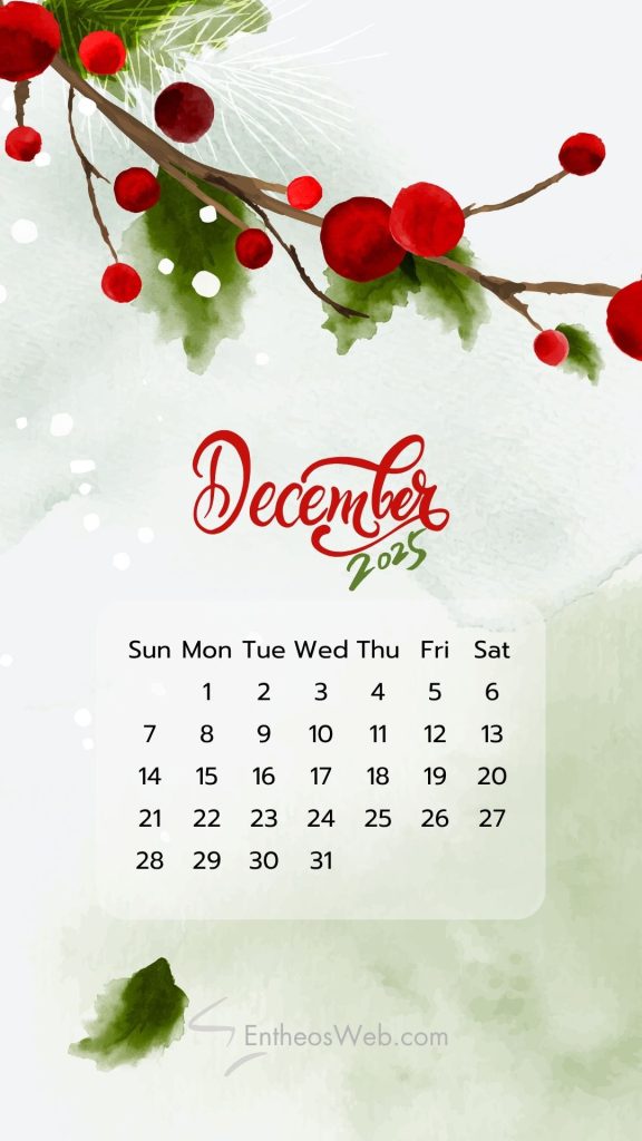 December 2025 Calendar Phone Wallpaper » EntheosWeb