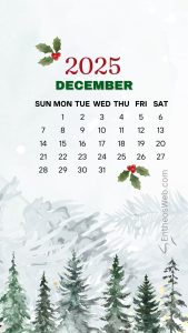 December 2025 Calendar Phone Wallpaper » EntheosWeb