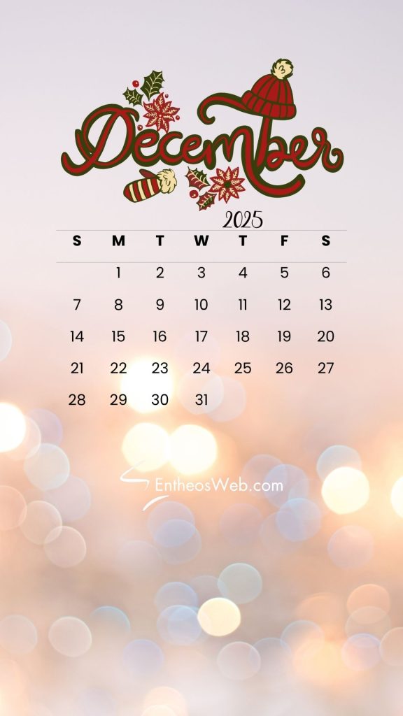 December 2025 Calendar Phone Wallpaper | EntheosWeb