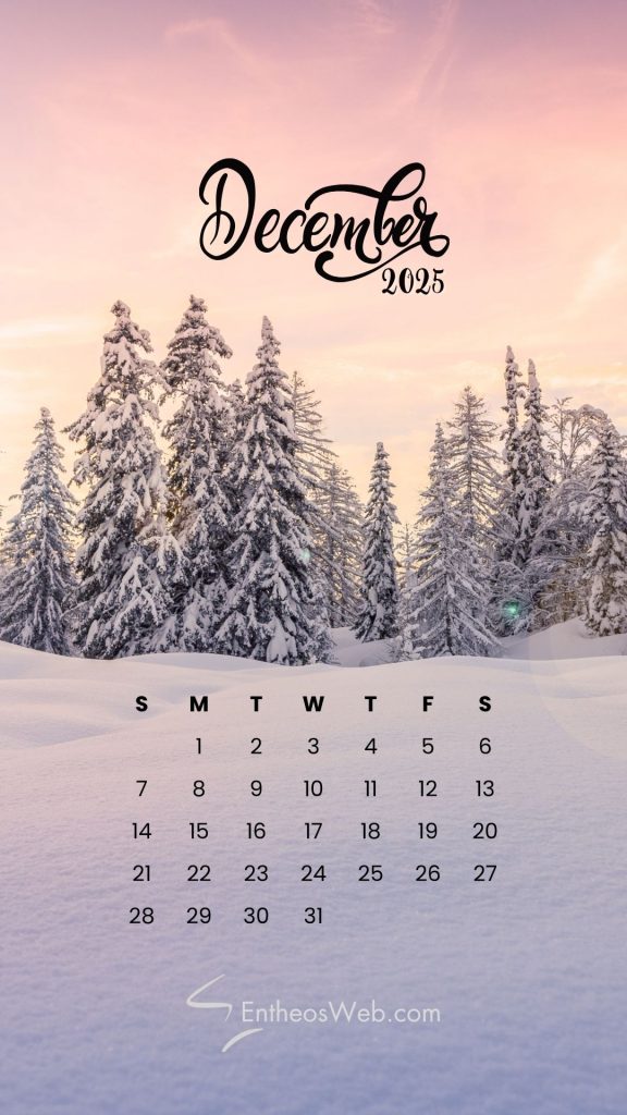 December 2025 Calendar Phone Wallpaper | EntheosWeb