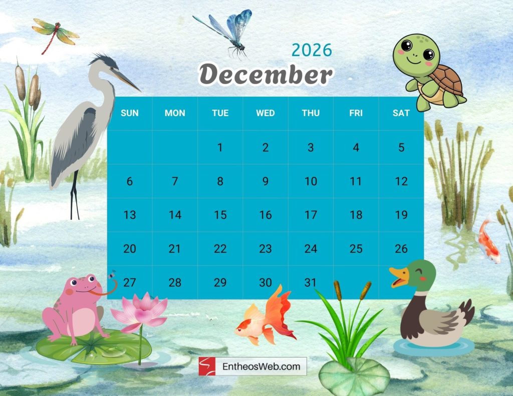 Free 2026 Kids Themed Printable Calendar | EntheosWeb