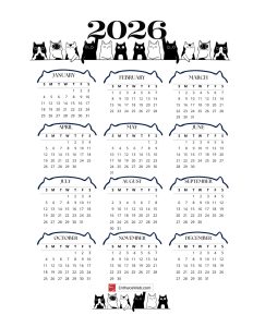 Cute Cats Pastel 2026 Monthly Calendar for Print – Landscape & Portrait ...