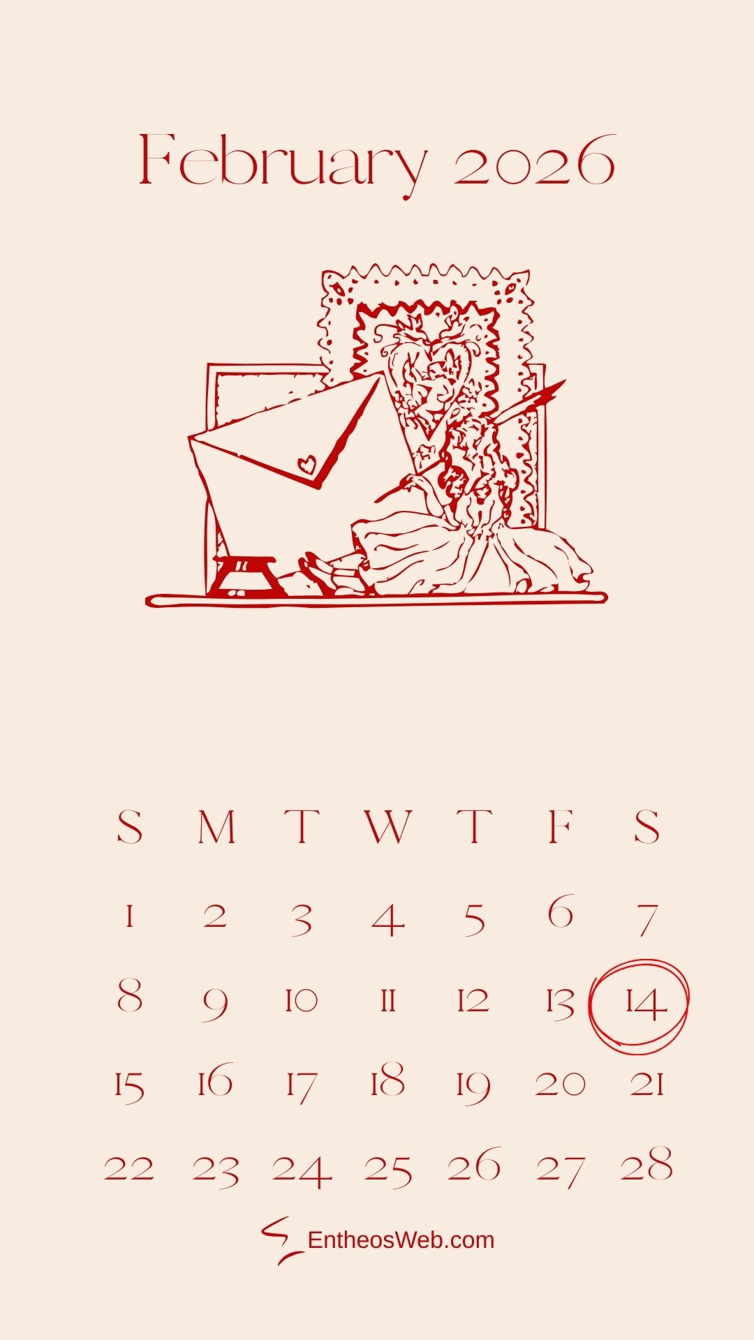 February 2026 Phone Wallpaper Calendar | EntheosWeb