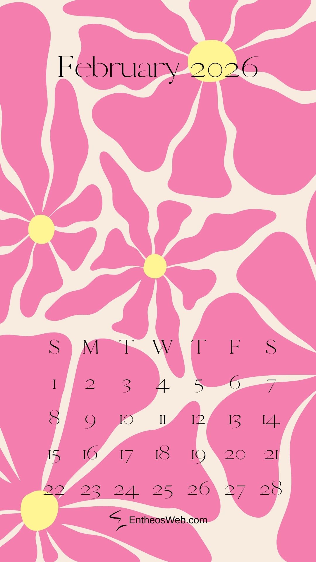 February 2026 Phone Wallpaper Calendar | EntheosWeb