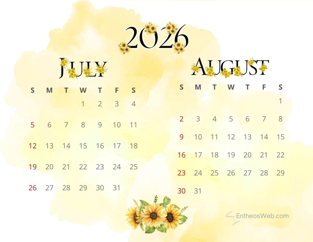 Sunflowers 2026 Monthly & 2/ 4/ 6 Month Printable Calendars & Planner ...