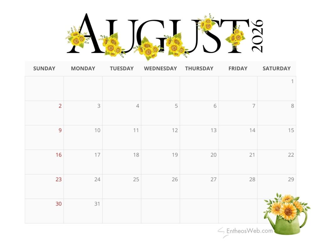 Sunflowers 2026 Monthly & 2/ 4/ 6 Month Printable Calendars & Planner ...