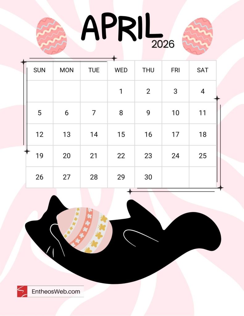 Cute Cats Pastel 2026 Monthly Calendar for Print – Landscape & Portrait ...