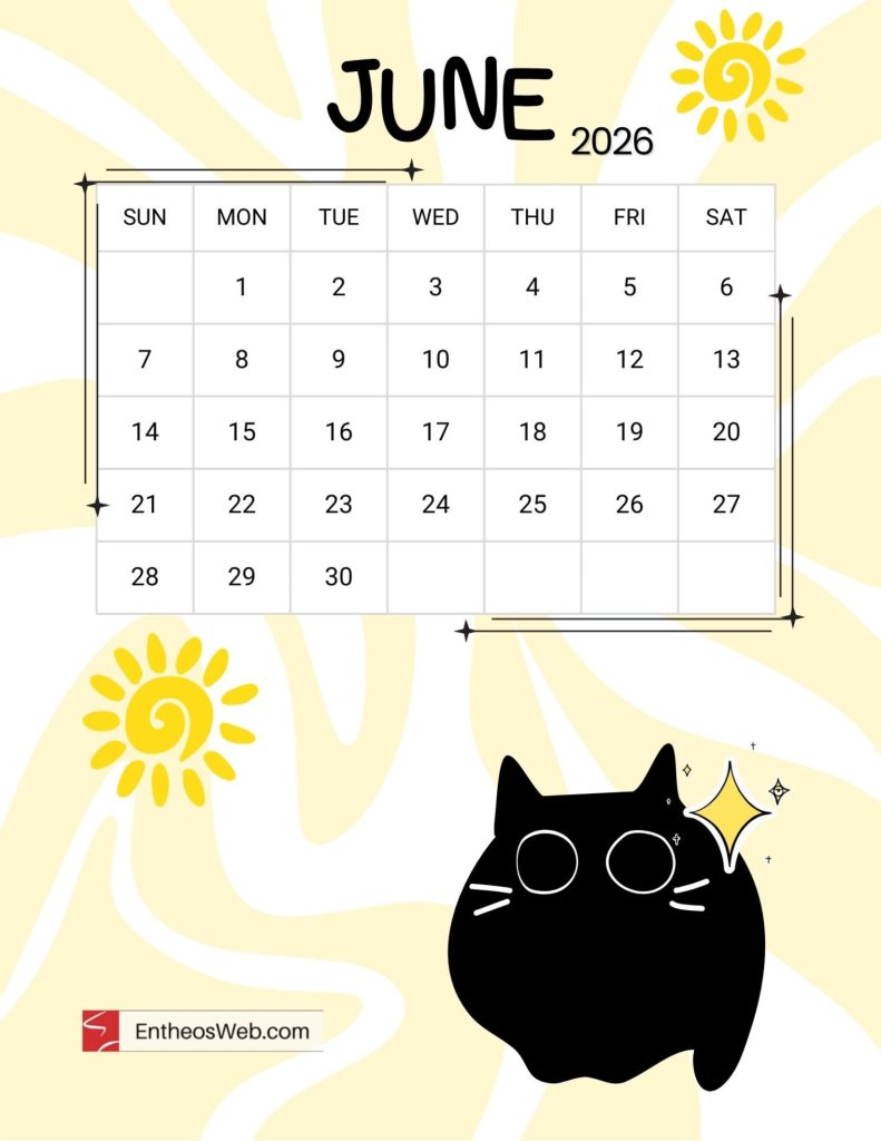 Cute Cats Pastel 2026 Monthly Calendar for Print – Landscape & Portrait ...