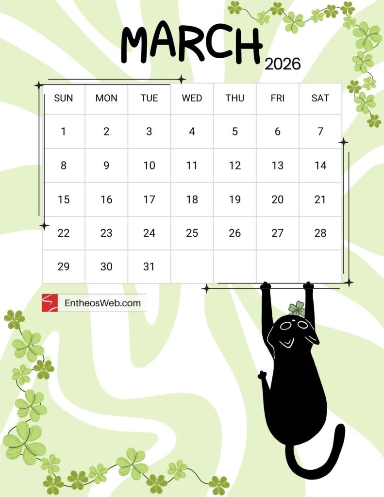 March 2026 Calendar Printables » EntheosWeb