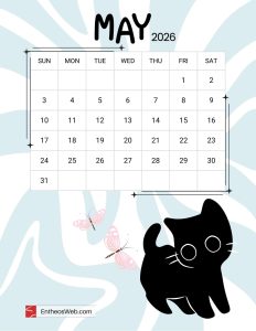 Cute Cats Pastel 2026 Monthly Calendar for Print – Landscape & Portrait ...