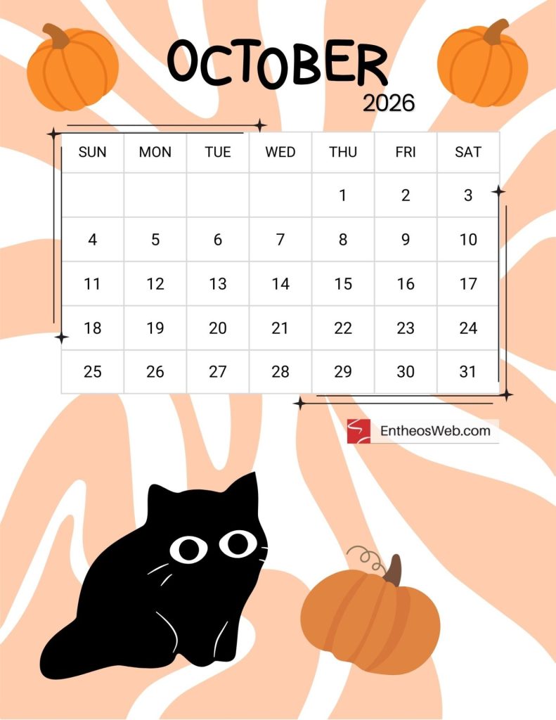 Cute Cats Pastel 2026 Monthly Calendar for Print – Landscape & Portrait ...