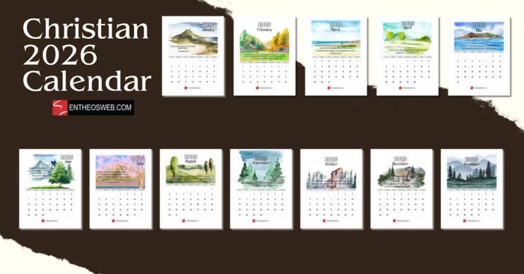 Christian 2026 Calendar with Bible Verses | EntheosWeb