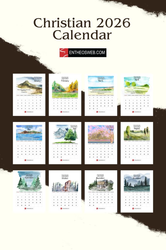 Christian 2026 Calendar with Bible Verses | EntheosWeb