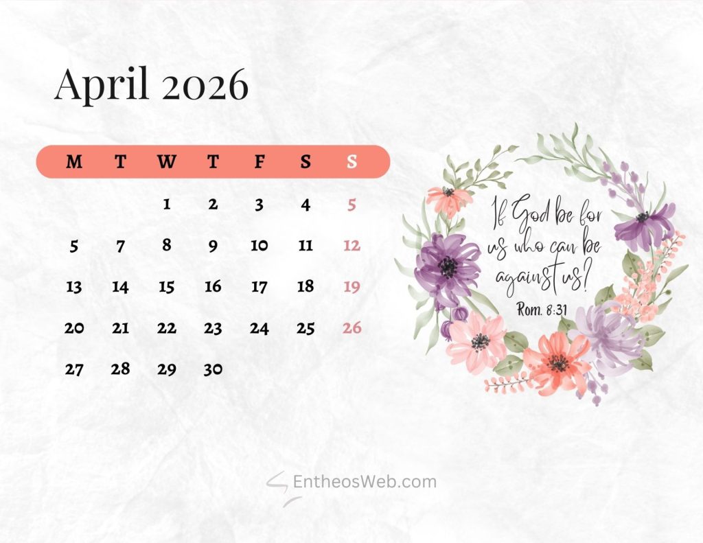 Free 2026 Christian Calendar Printable with Bible Verses » EntheosWeb