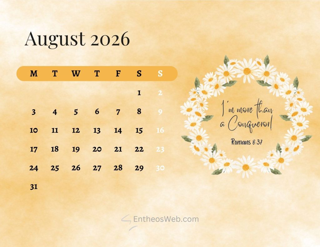 Free 2026 Christian Calendar Printable with Bible Verses | EntheosWeb