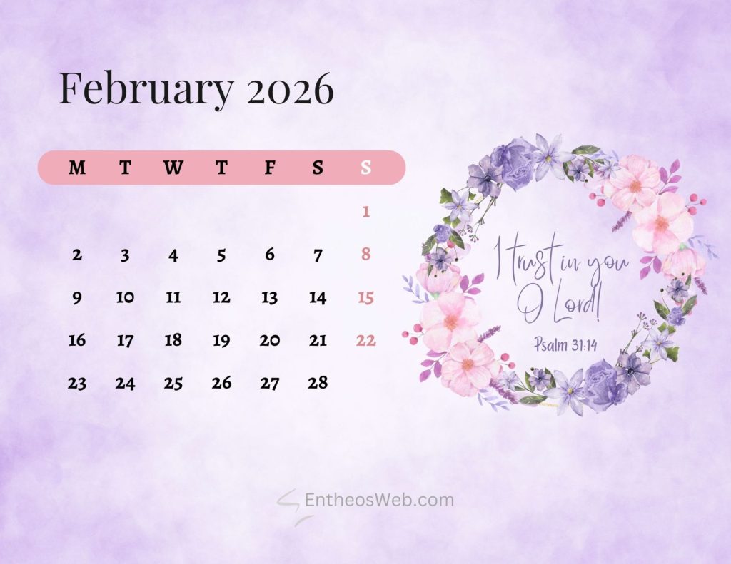 Free 2026 Christian Calendar Printable with Bible Verses | EntheosWeb