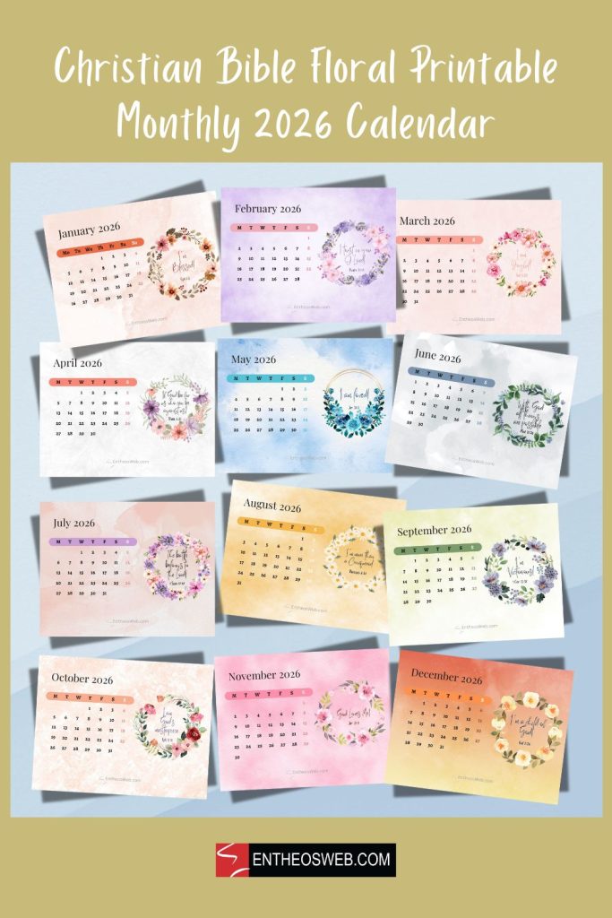 Free 2026 Christian Calendar Printable with Bible Verses | EntheosWeb