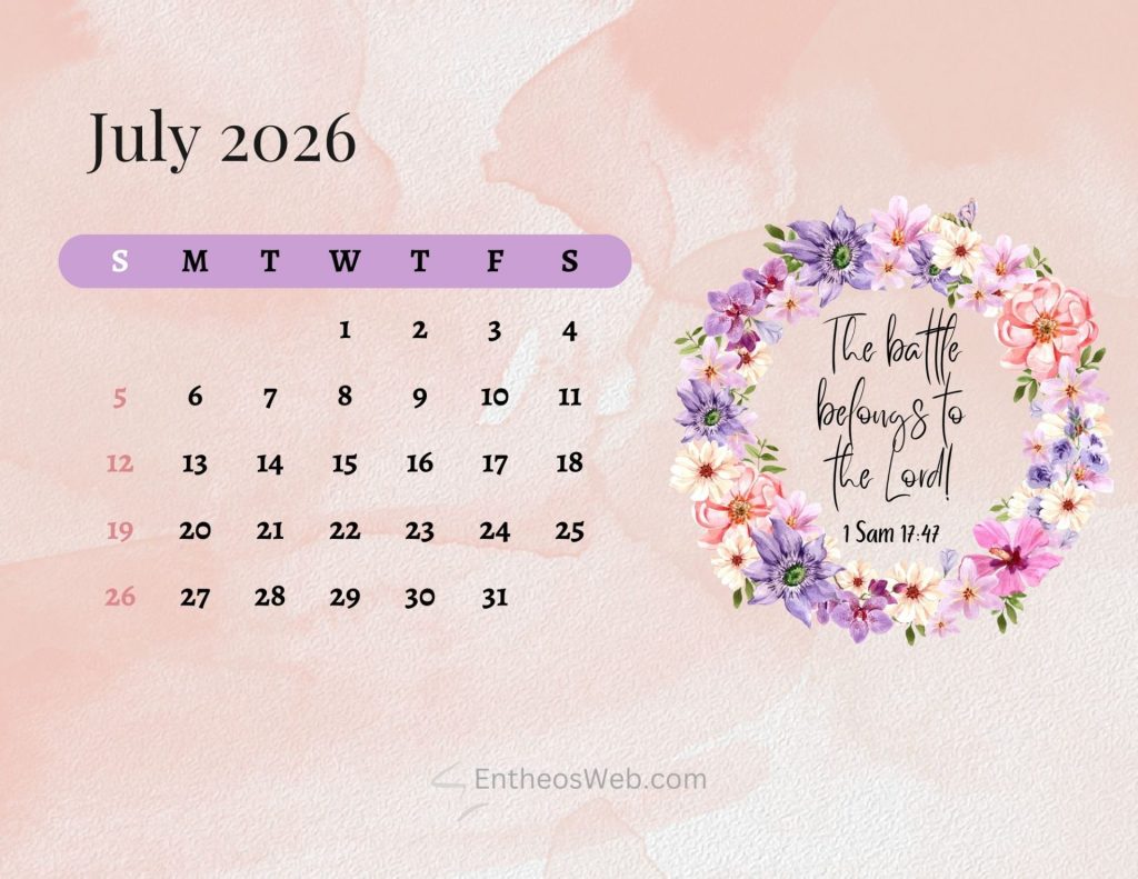 Free 2026 Christian Calendar Printable with Bible Verses | EntheosWeb