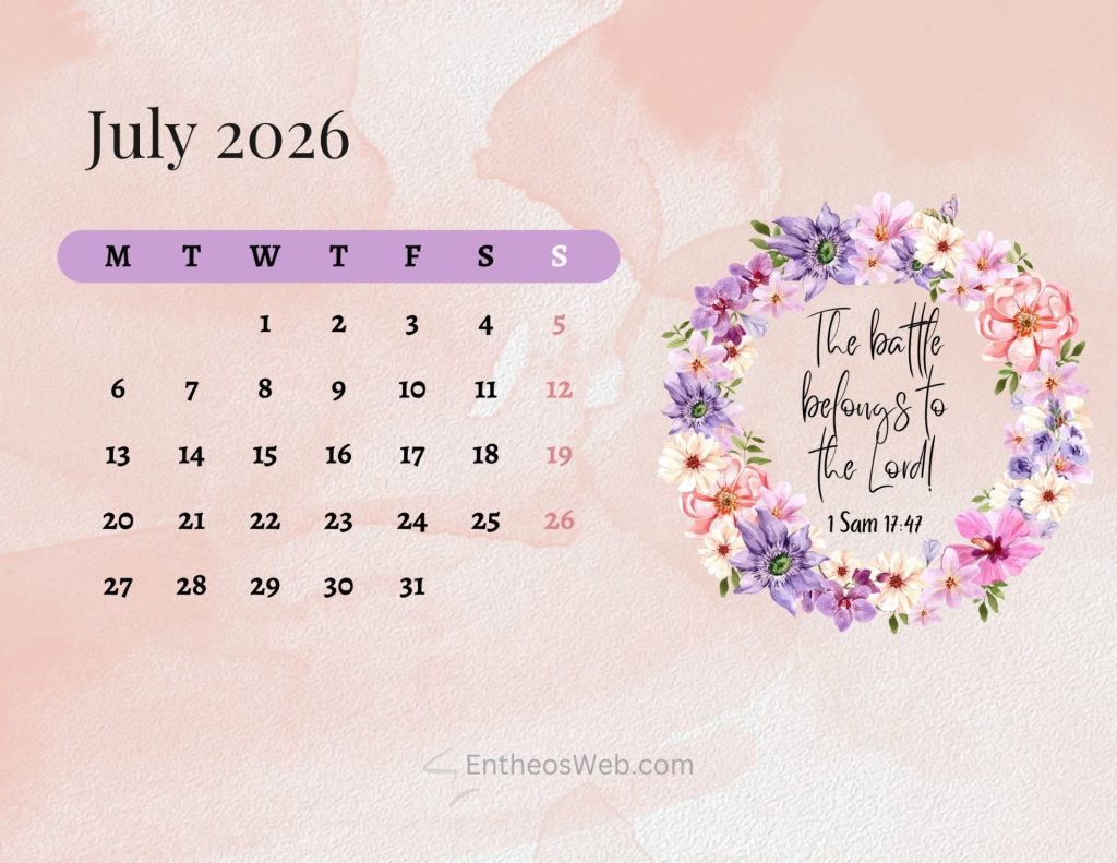 Free 2026 Christian Calendar Printable with Bible Verses | EntheosWeb
