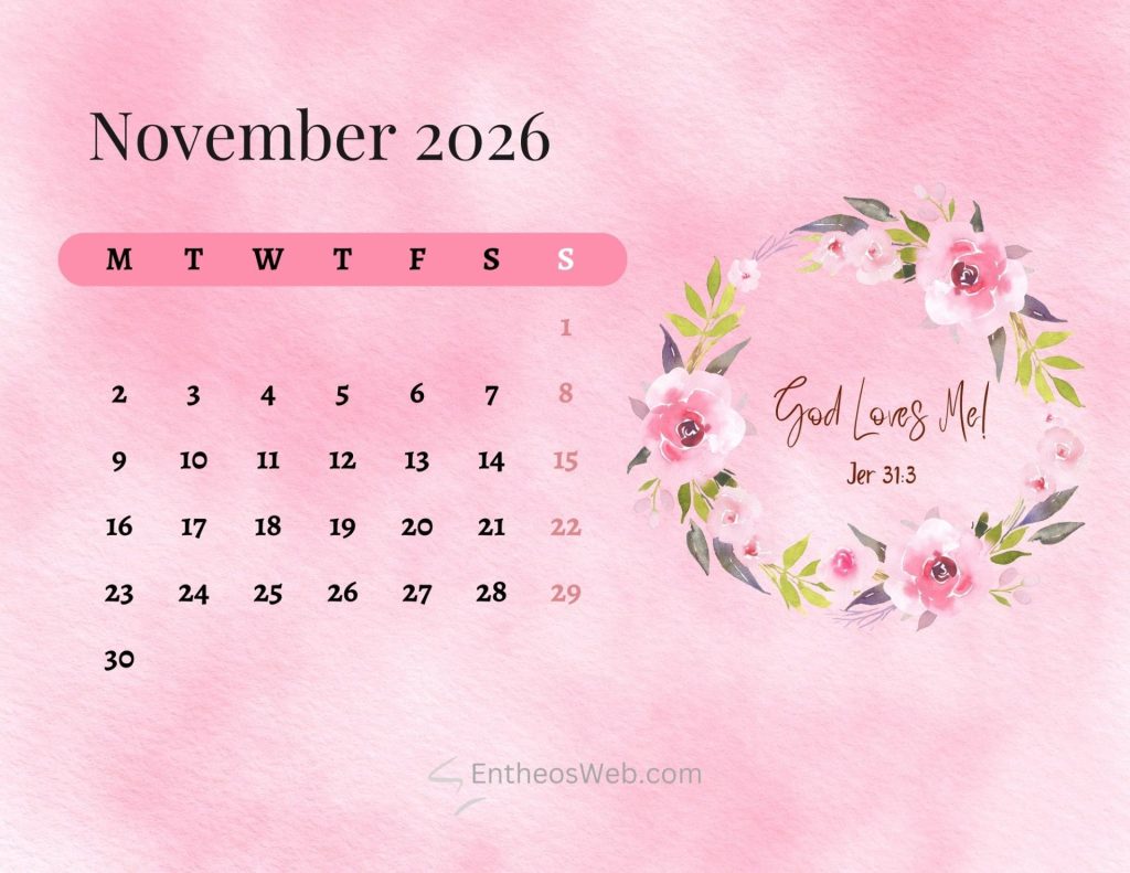 Free 2026 Christian Calendar Printable with Bible Verses | EntheosWeb