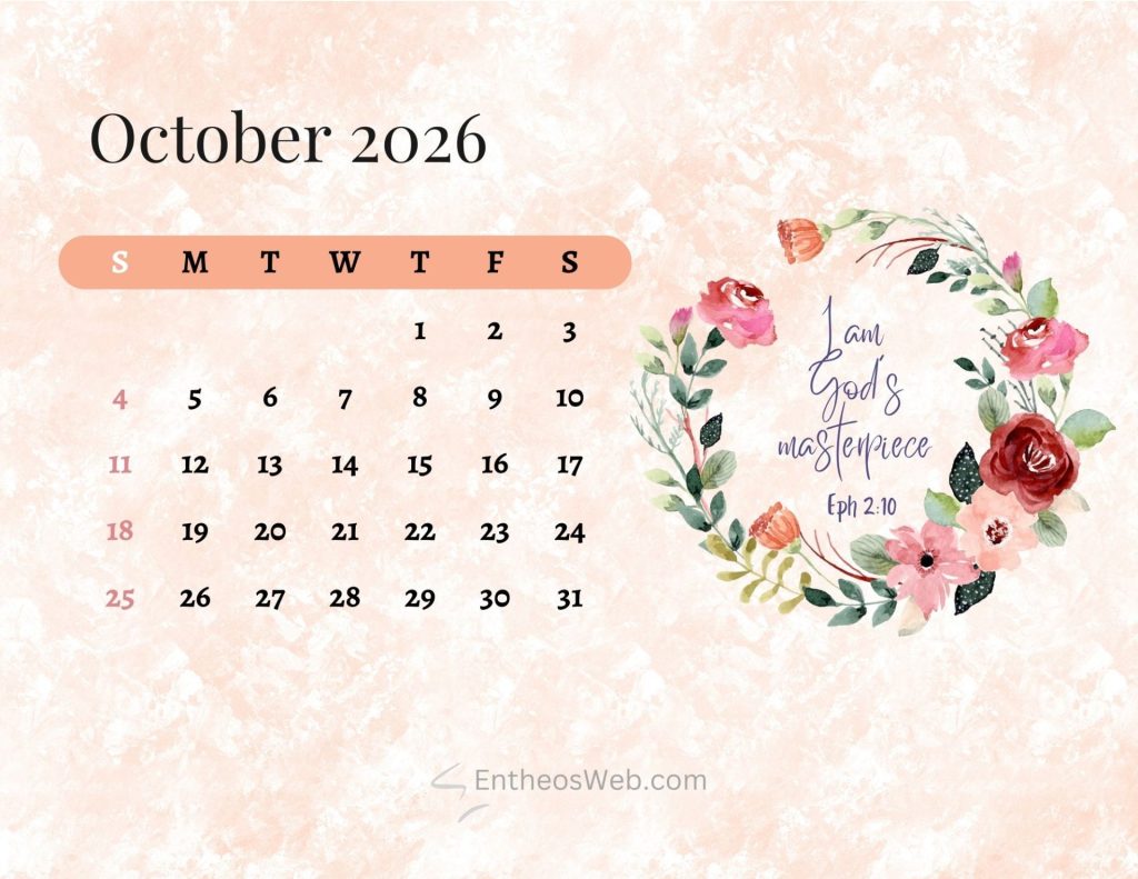 Free 2026 Christian Calendar Printable with Bible Verses | EntheosWeb