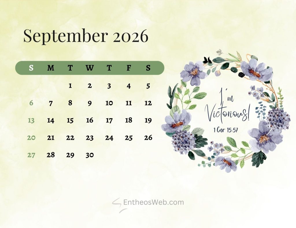 Free 2026 Christian Calendar Printable with Bible Verses | EntheosWeb