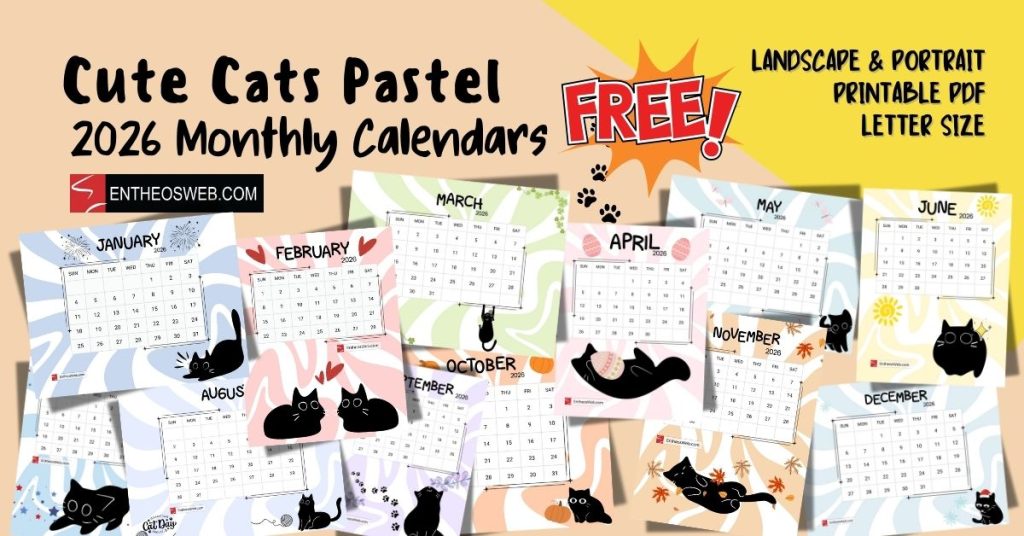 Free 2026 Full Year Monthly Printable Calendars | EntheosWeb