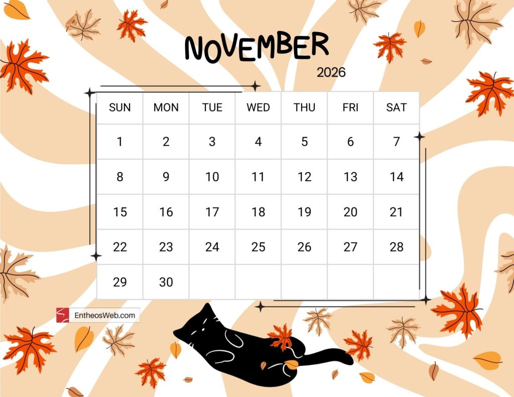 Cute Cats Pastel 2026 Monthly Calendar for Print – Landscape & Portrait ...